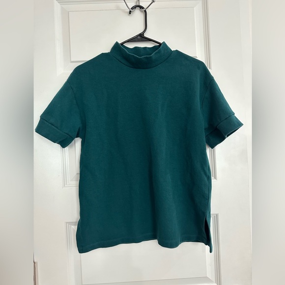 Zara | Tops | Zara Mockneck Top Medium Emerald Green | Poshmark